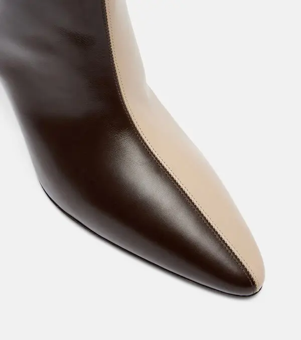 HERBERT LEVINE Two-tone Leather Knee-high Boots - Brown