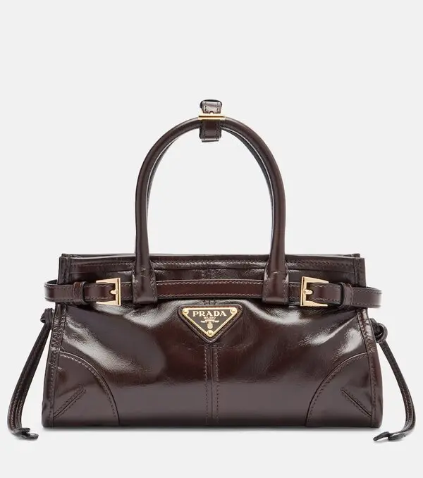 Prada Bonnie Mini Leather Top-handle Bag - Brown