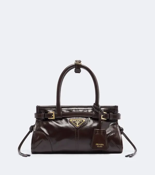Prada Bonnie Mini Leather Top-handle Bag - Brown