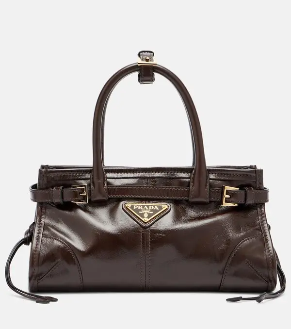 Prada Bonnie Mini Leather Top-handle Bag - Brown