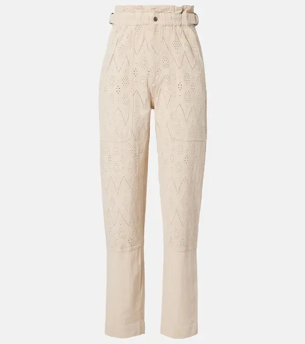 MARANT ETOILE Kylea Broderie Anglaise Straight Jeans - Beige
