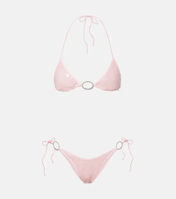 Oseree Sequined Bikini Set - Pink