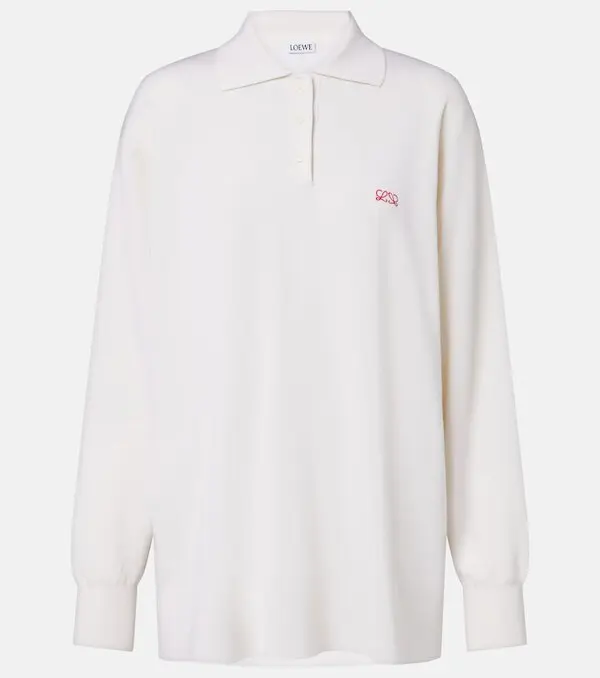 Loewe Double L Cashmere Blend Polo Sweater - White