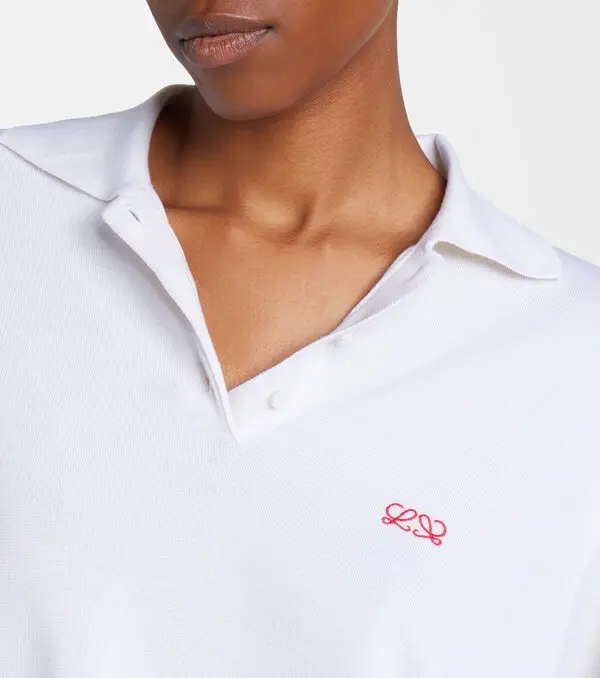 Loewe Double L Cashmere Blend Polo Sweater - White