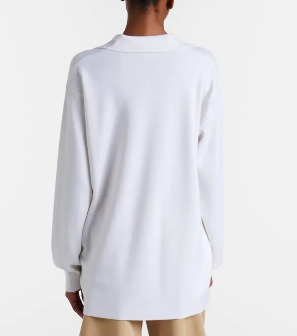 Loewe Double L Cashmere Blend Polo Sweater - White