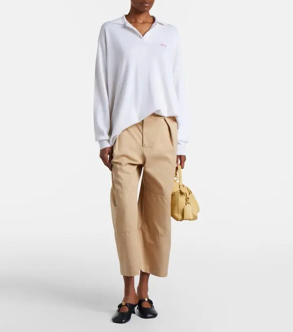 Loewe Double L Cashmere Blend Polo Sweater - White