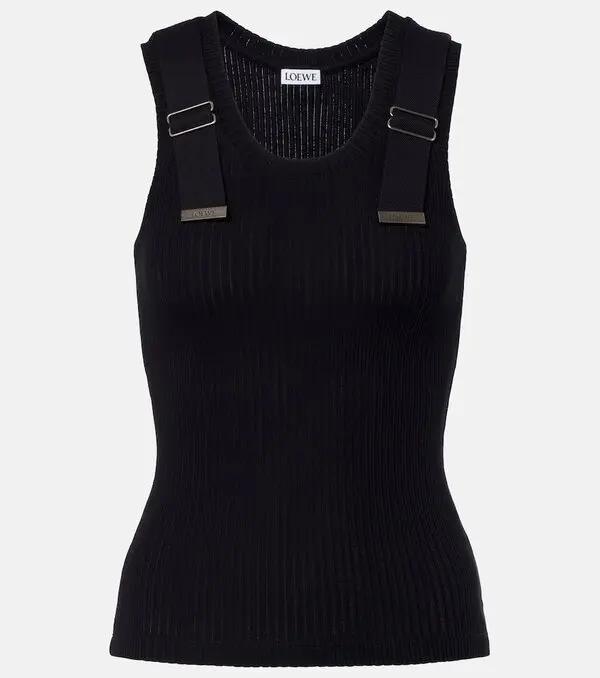 Loewe Ribbed-knit Cotton-blend Tank Top - Black