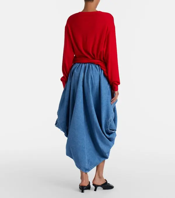 Loewe Asymmetrical Denim Midi Skirt
