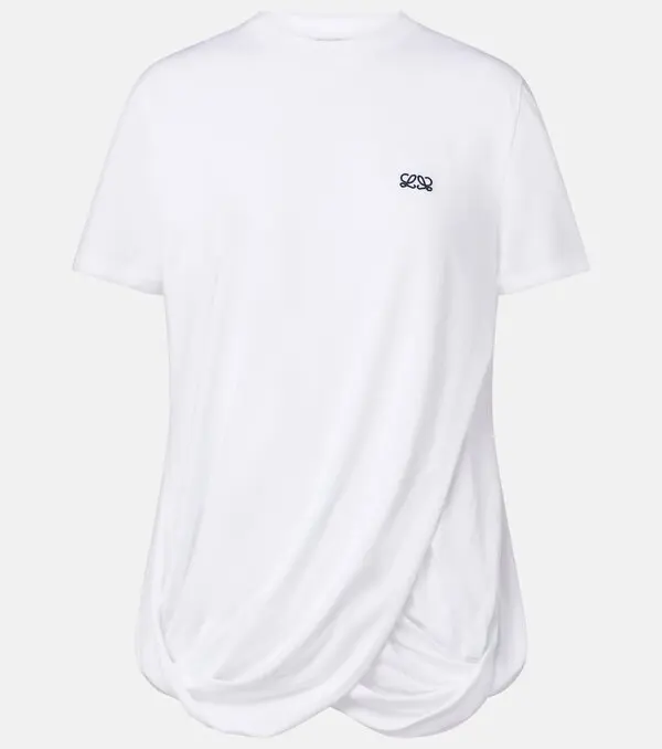 Loewe Double L Draped Cotton T-shirt - White