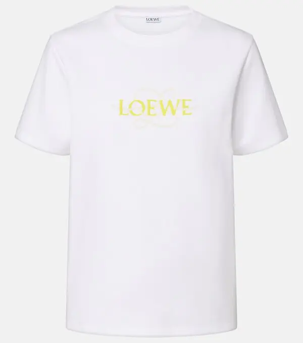 Loewe Logo Cotton-blend Jersey T-shirt - White