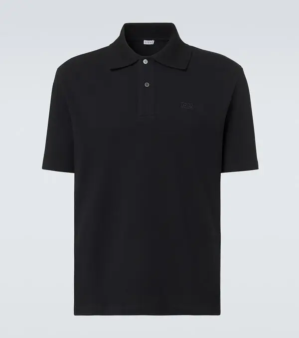 Loewe Double L Cotton Piqué Polo Shirt - Black