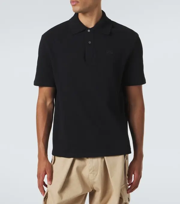 Loewe Double L Cotton Piqué Polo Shirt - Black