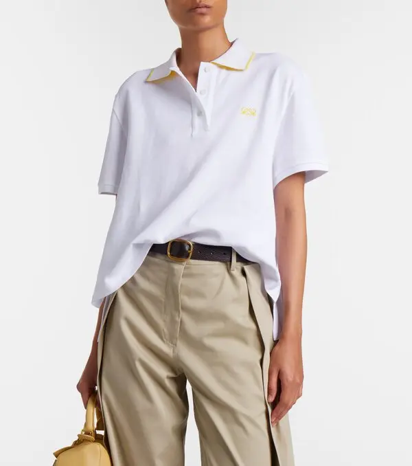 Loewe Double L Cotton Piqué Polo Shirt - White
