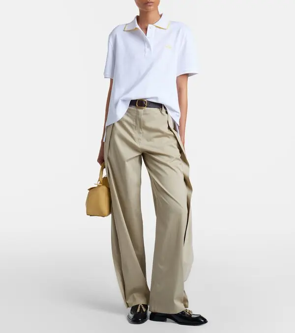 Loewe Double L Cotton Piqué Polo Shirt - White