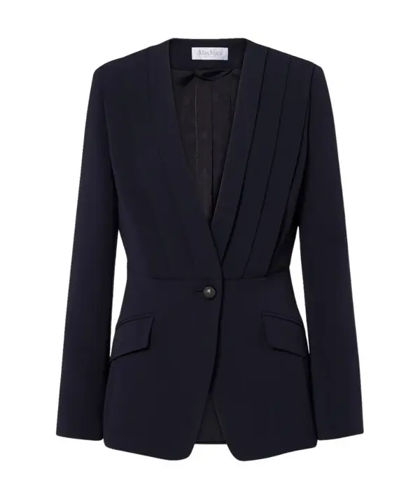 Max Mara Pleated Cady Blazer - Blue