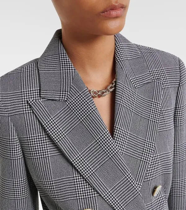 Max Mara Prince Of Wales Check Virgin Wool Blazer - Black