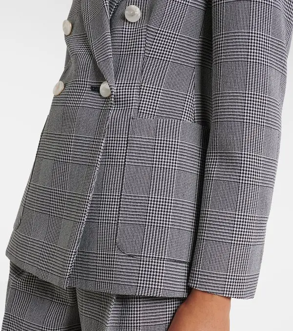 Max Mara Prince Of Wales Check Virgin Wool Blazer - Black