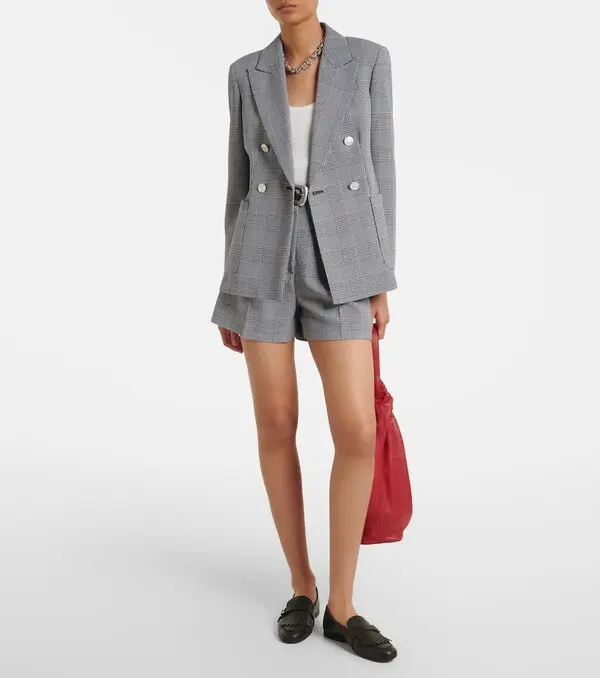 Max Mara Prince Of Wales Check Virgin Wool Blazer - Black