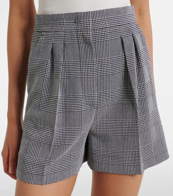 Max Mara Prince Of Wales Check Wool Crêpe Shorts