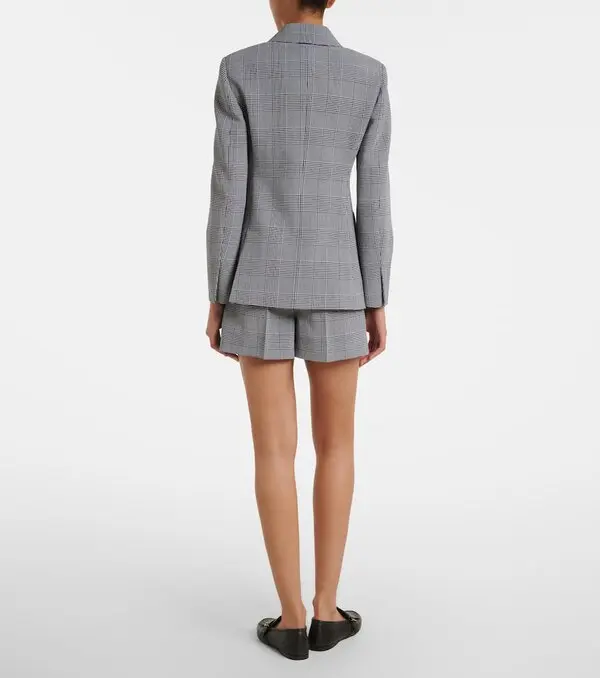 Max Mara Prince Of Wales Check Wool Crêpe Shorts