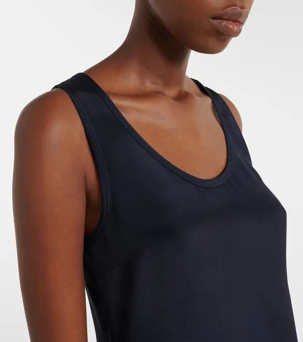 Max Mara Silk Crêpe De Chine Tank Top - Blue