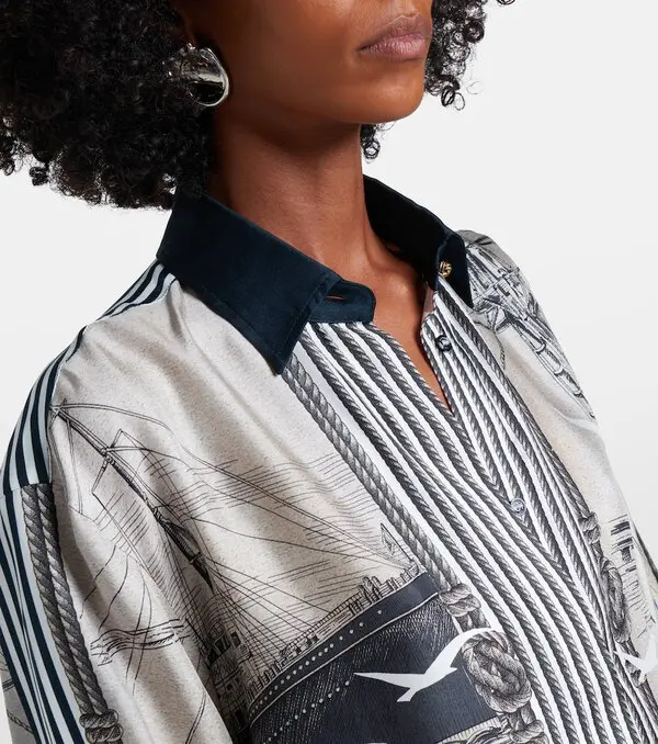 Max Mara Oversized Printed Silk Twill Shirt