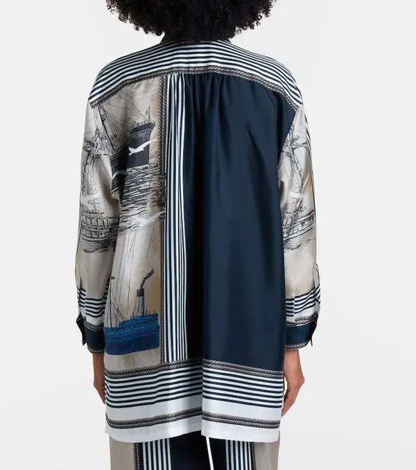 Max Mara Oversized Printed Silk Twill Shirt
