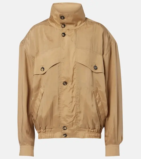 Saint Laurent Oversized Blouson Jacket In Cupro - Beige