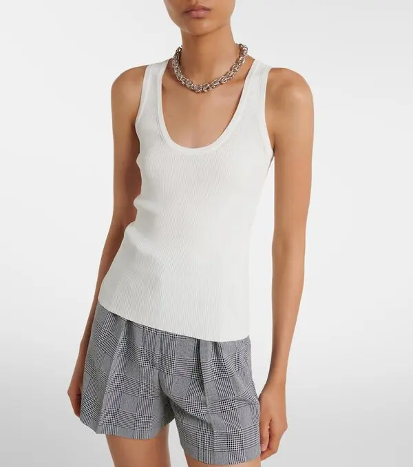 Max Mara Ribbed-knit Jersey Tank Top - White