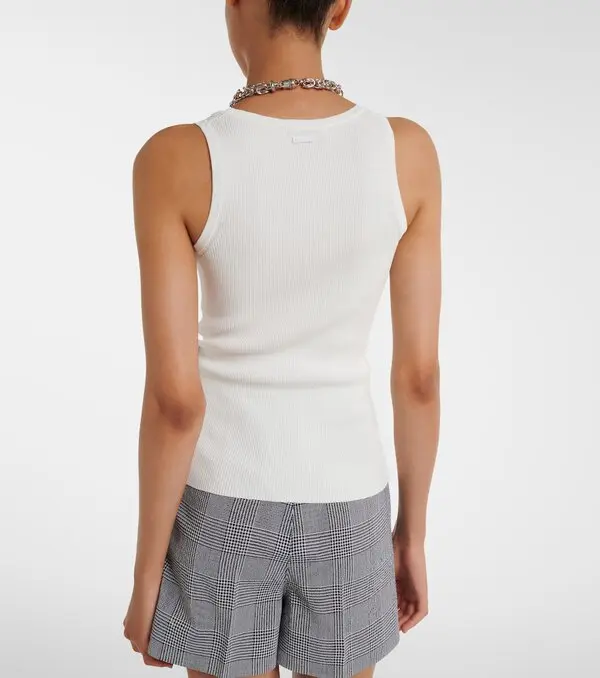 Max Mara Ribbed-knit Jersey Tank Top - White