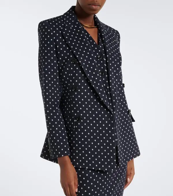 Max Mara Polka-dot Double-breasted Jersey Blazer - Blue