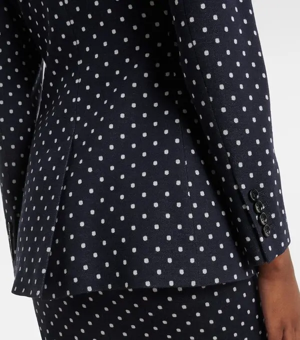 Max Mara Polka-dot Double-breasted Jersey Blazer - Blue