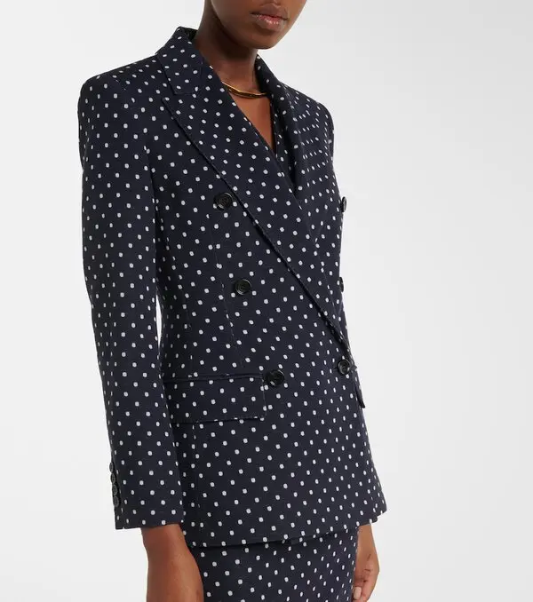 Max Mara Polka-dot Double-breasted Jersey Blazer - Blue