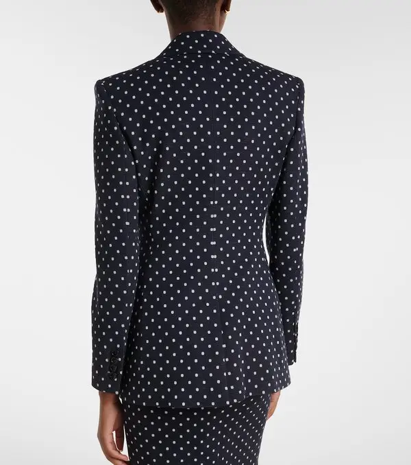 Max Mara Polka-dot Double-breasted Jersey Blazer - Blue