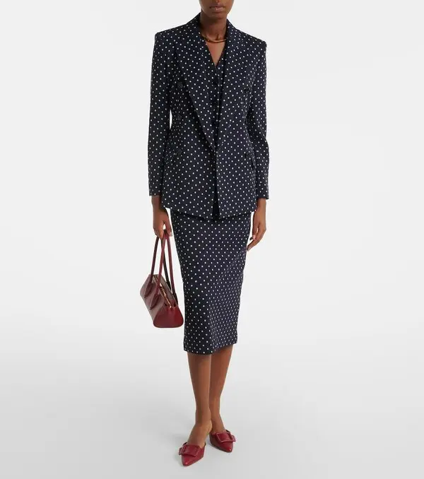Max Mara Polka-dot Double-breasted Jersey Blazer - Blue
