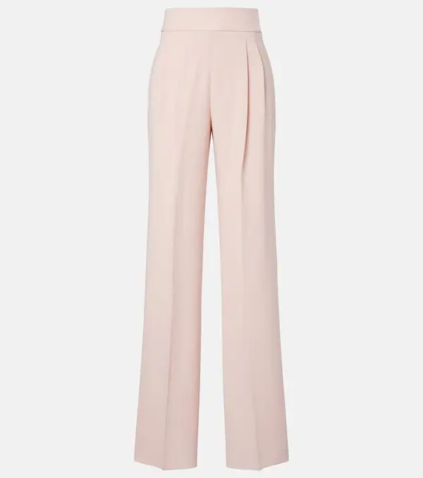 Max Mara Pleated Cady Straight Leg Trousers - Pink