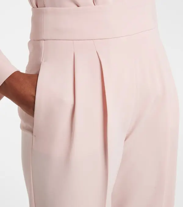 Max Mara Pleated Cady Straight Leg Trousers - Pink
