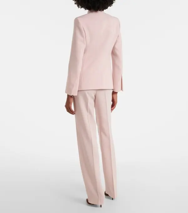 Max Mara Pleated Cady Straight Leg Trousers - Pink