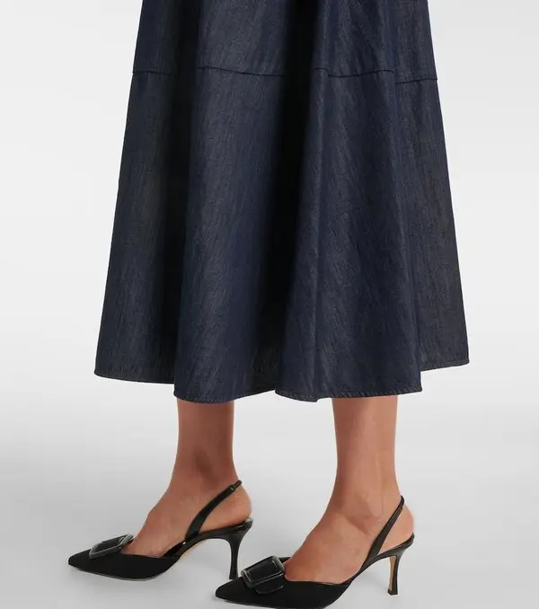Max Mara Belted Denim Midi Skirt