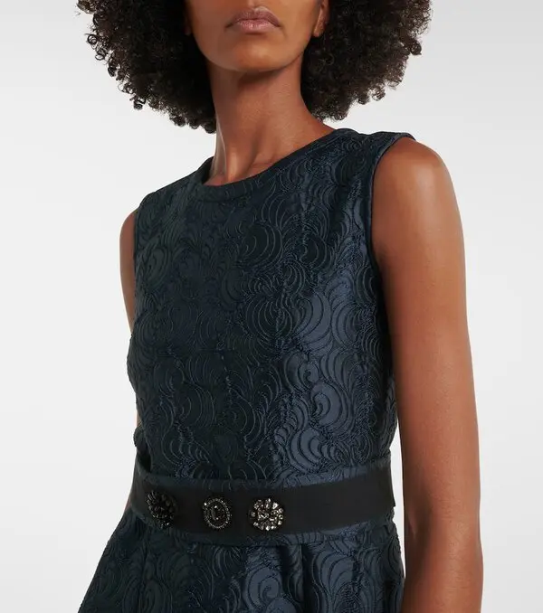 Max Mara Belted Jacquard Midi Dress - Blue