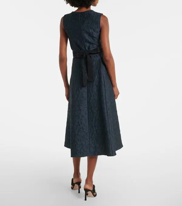 Max Mara Belted Jacquard Midi Dress - Blue