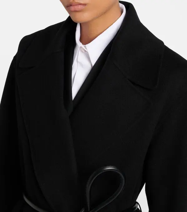 Sportmax Belted Oversized Virgin Wool Coat - Black