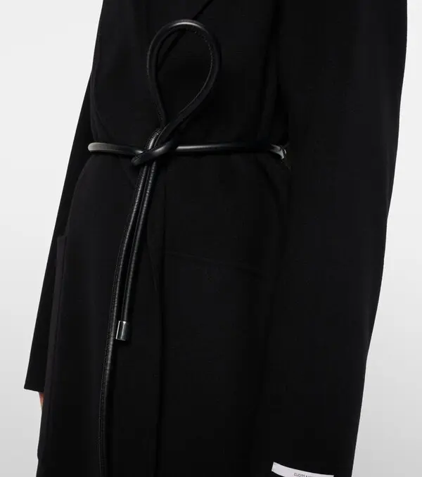 Sportmax Belted Oversized Virgin Wool Coat - Black