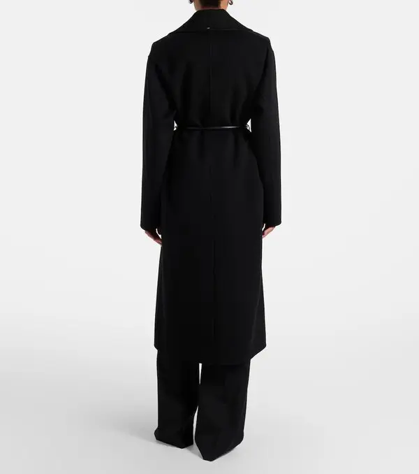 Sportmax Belted Oversized Virgin Wool Coat - Black