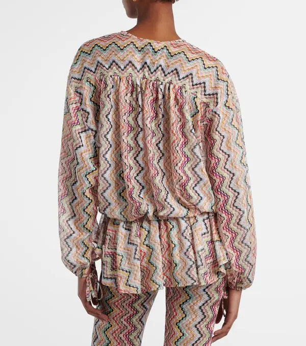 Missoni Zig Zag Cutout Gathered Blouse