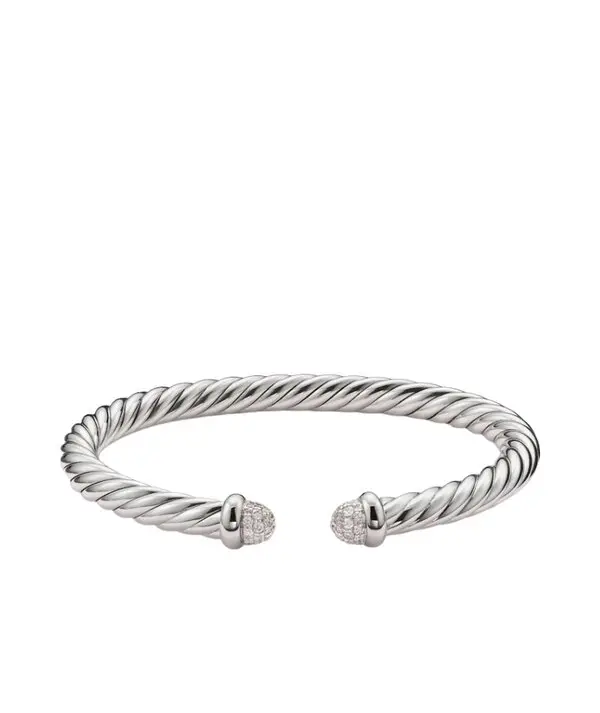David Yurman Cable Flex® Sterling Cuff Bracelet With Diamonds - Silver