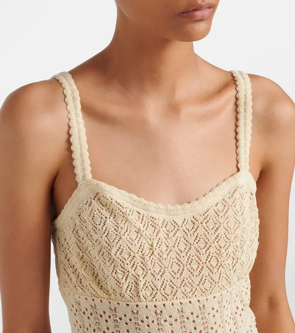DÔEN Nadille Pointelle Scalloped Top