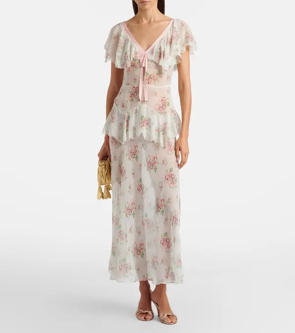 DÔEN Amelisse Floral Silk Georgette Maxi Dress