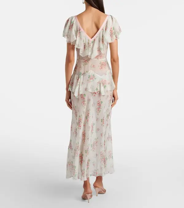 DÔEN Amelisse Floral Silk Georgette Maxi Dress