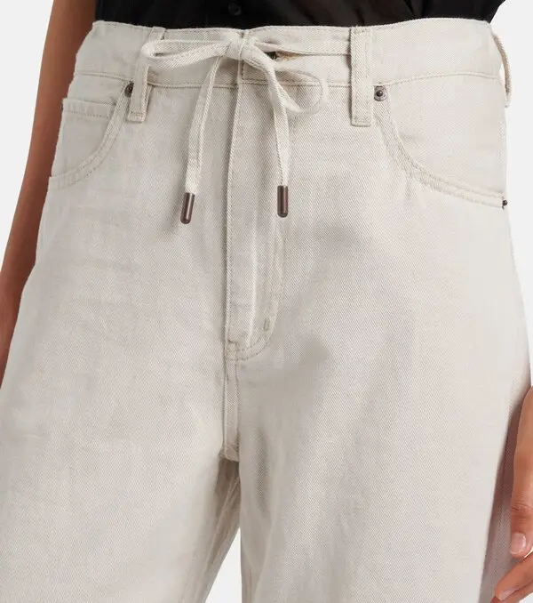 FRAME Off Duty Drawstring Wide-leg Jeans In Natural Ecru - Beige